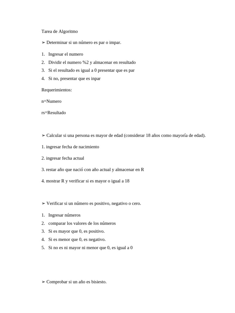 Tarea de Algoritmo | PDF