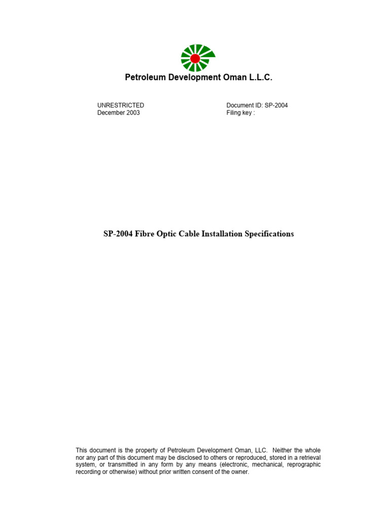 SP-2004 Fibre Optic Cable Installation Specifications | PDF | Optical ...