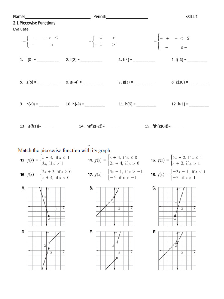 Evaluating Piecewise Functions | PDF | Mathematical Analysis ...