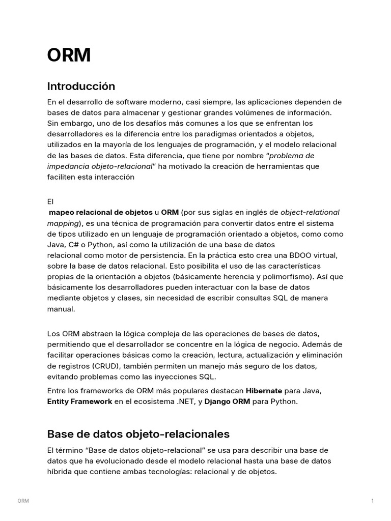 Introducción al Mapeo Objeto-Relacional | PDF | Objeto (informática ...