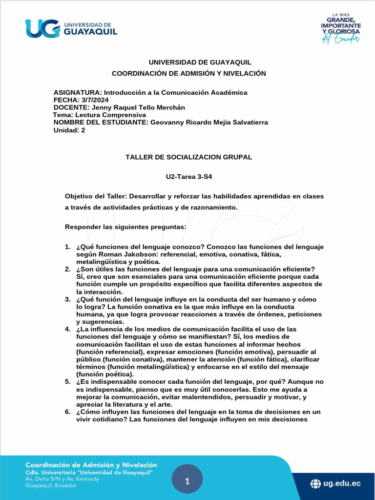 U2-Tarea 3-S4 | PDF | Comunicación