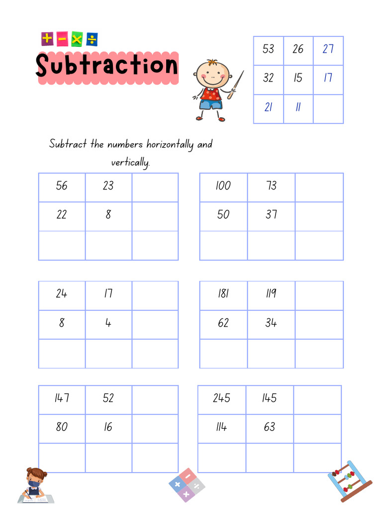 Subtraction Worksheet | PDF