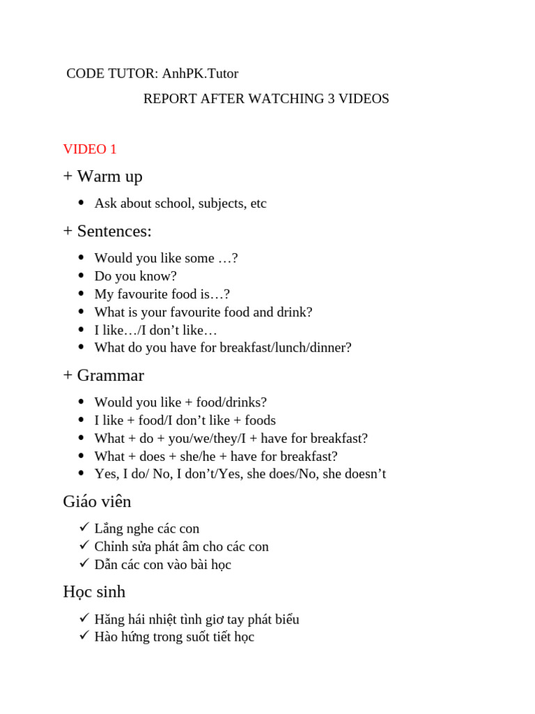 AnhPK - Tutor - Report | PDF