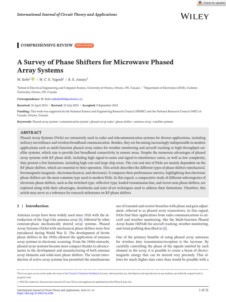 Survey of RF Phase Shifters in PASs | PDF | Antenna (Radio) | Radar