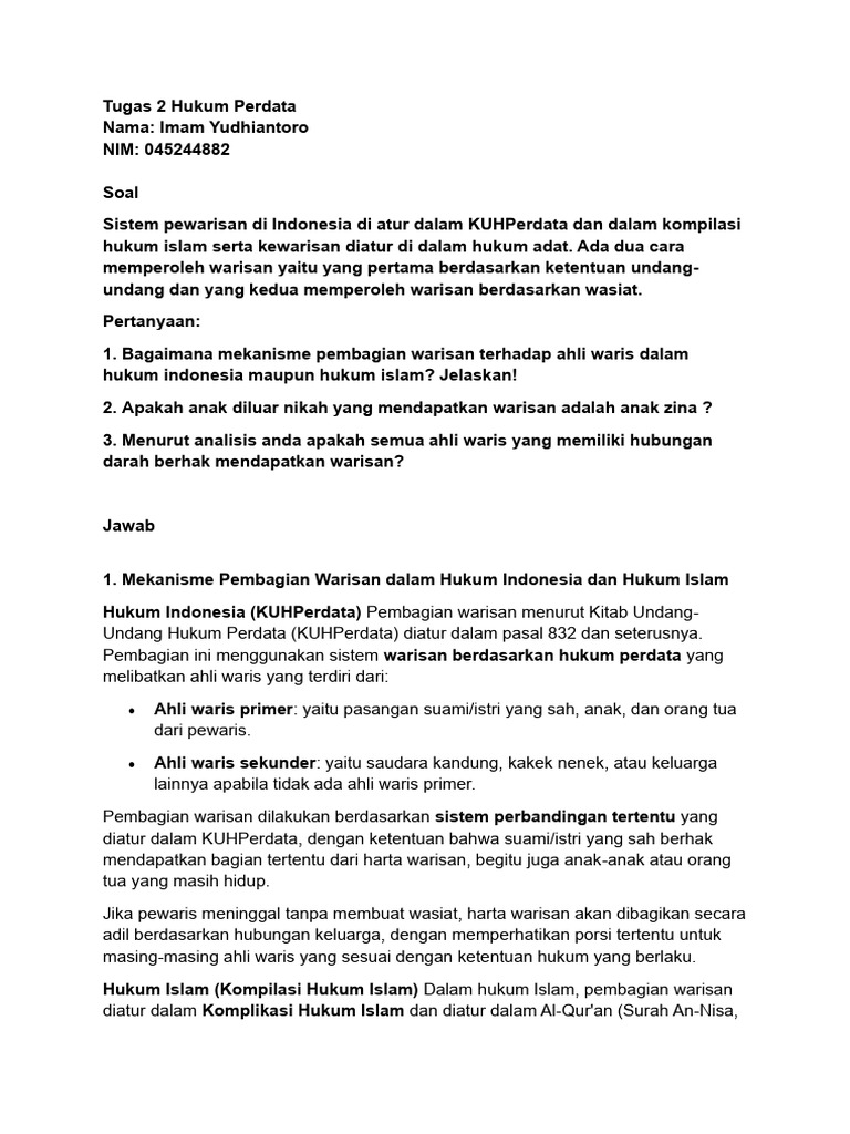 Tugas 2 Hukum Perdata | PDF