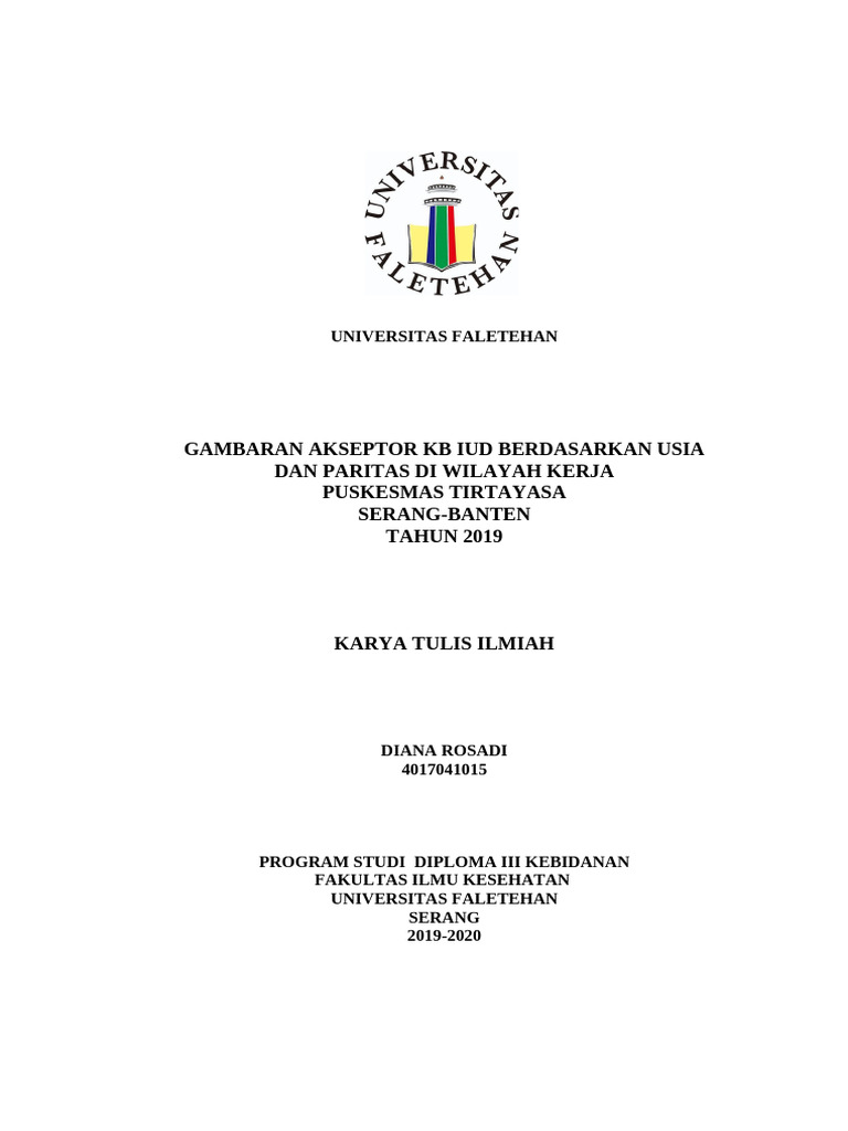 Akseptor KB IUD: Usia dan Paritas 2019 | PDF