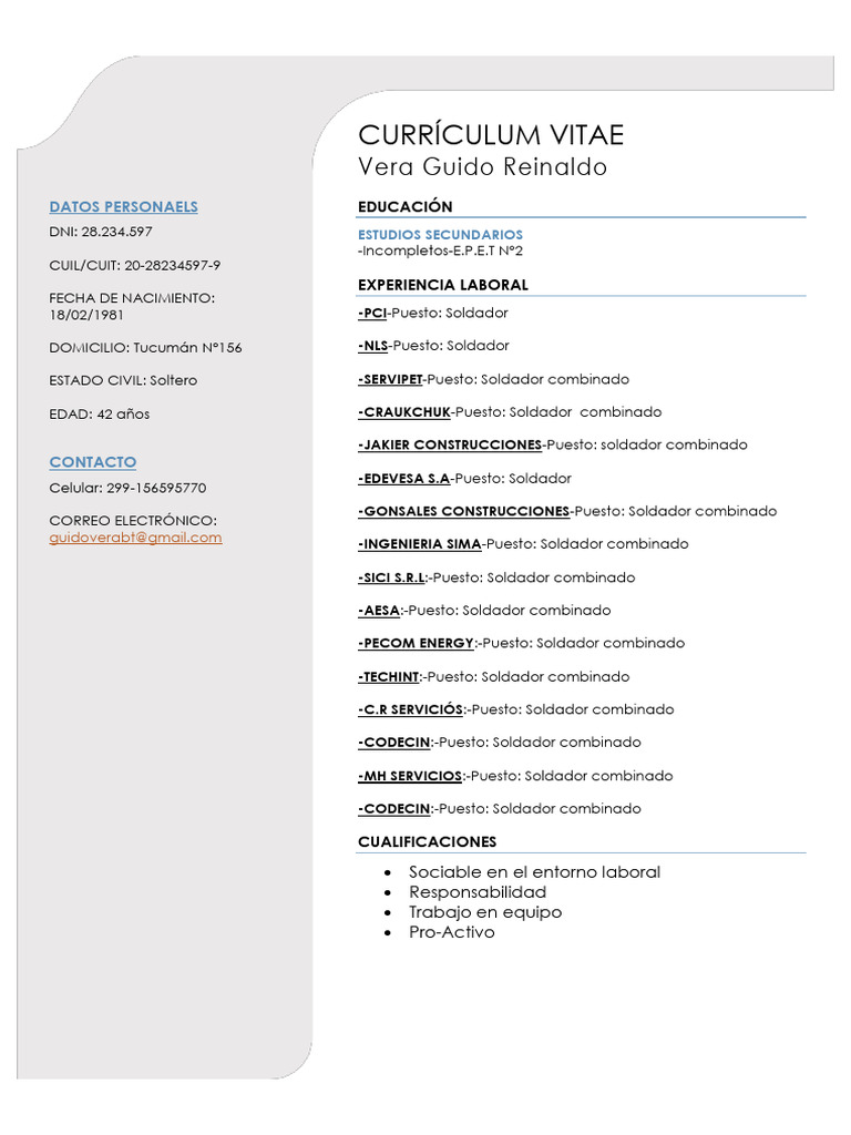 Currículum Vitae Vera Guido | PDF