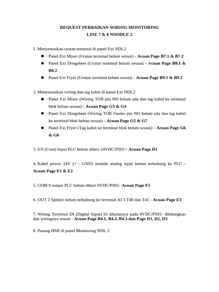 Request Perbaikan Wiring Monitoring | PDF