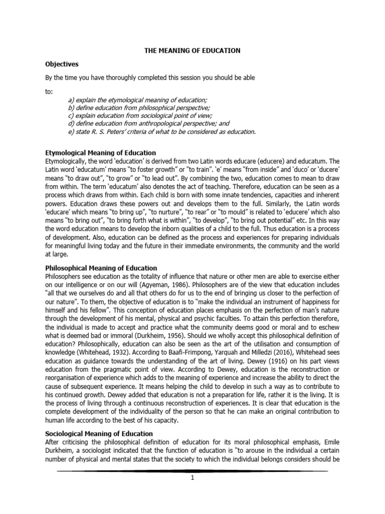 Etymology and Perspectives of Education | PDF | Literacy | Curriculum