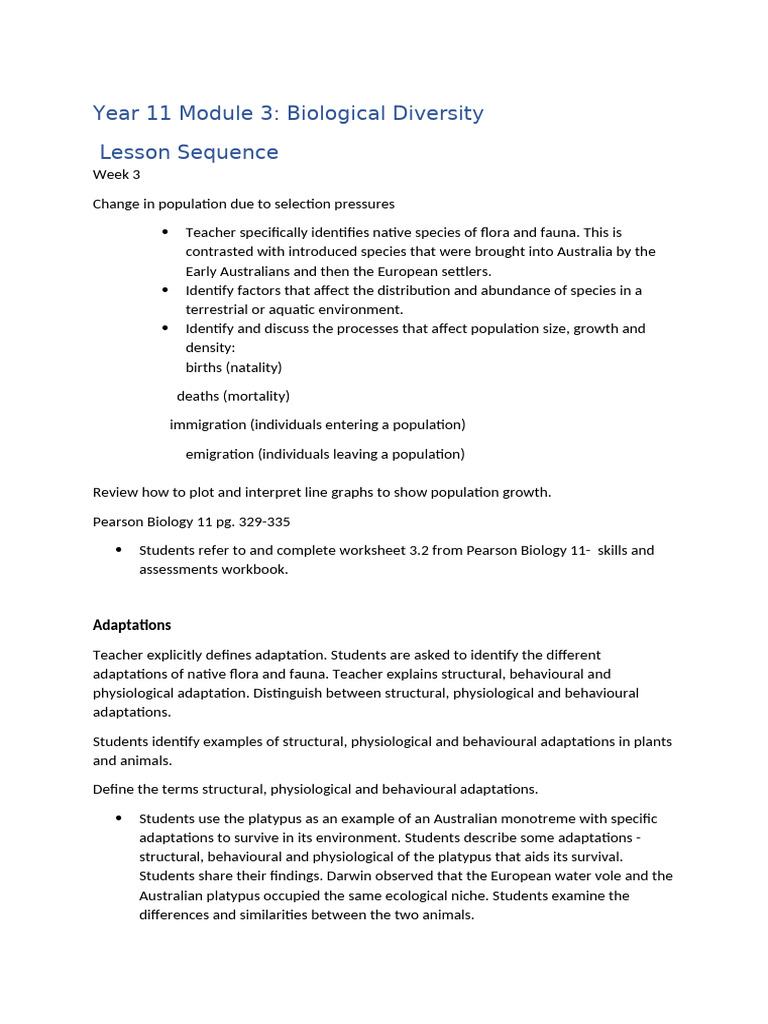Year 11module 3 Types Lesson Sequence. WK3 | PDF