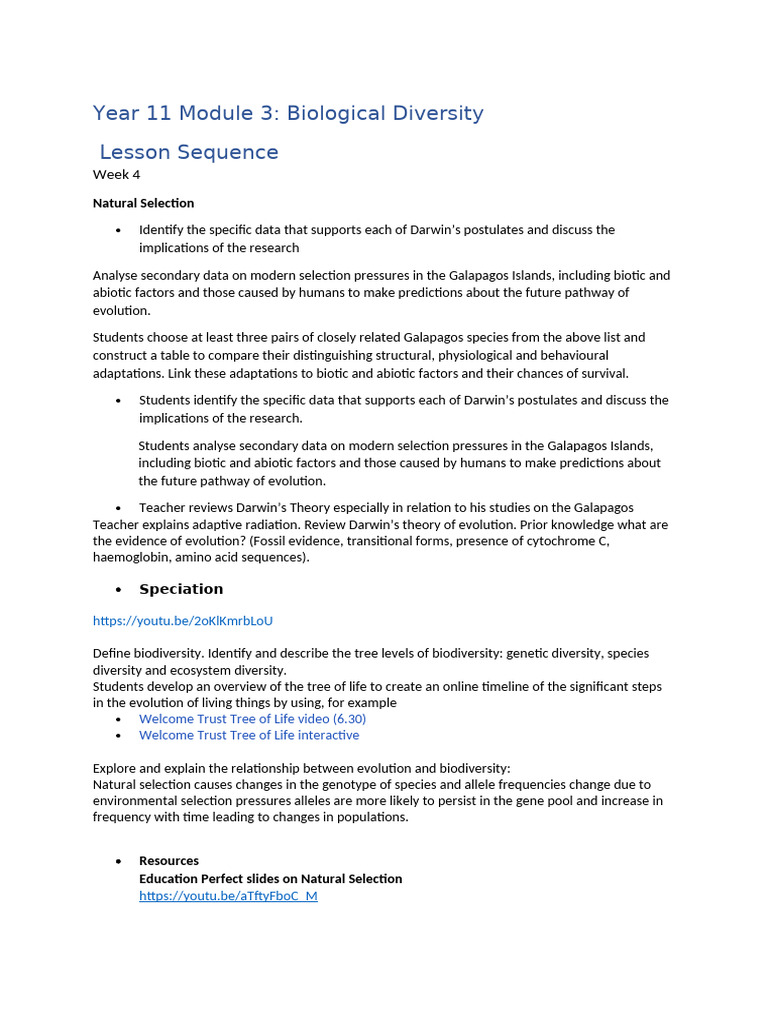 Year 11Module 3 Types Lesson Sequence. WK4 | PDF