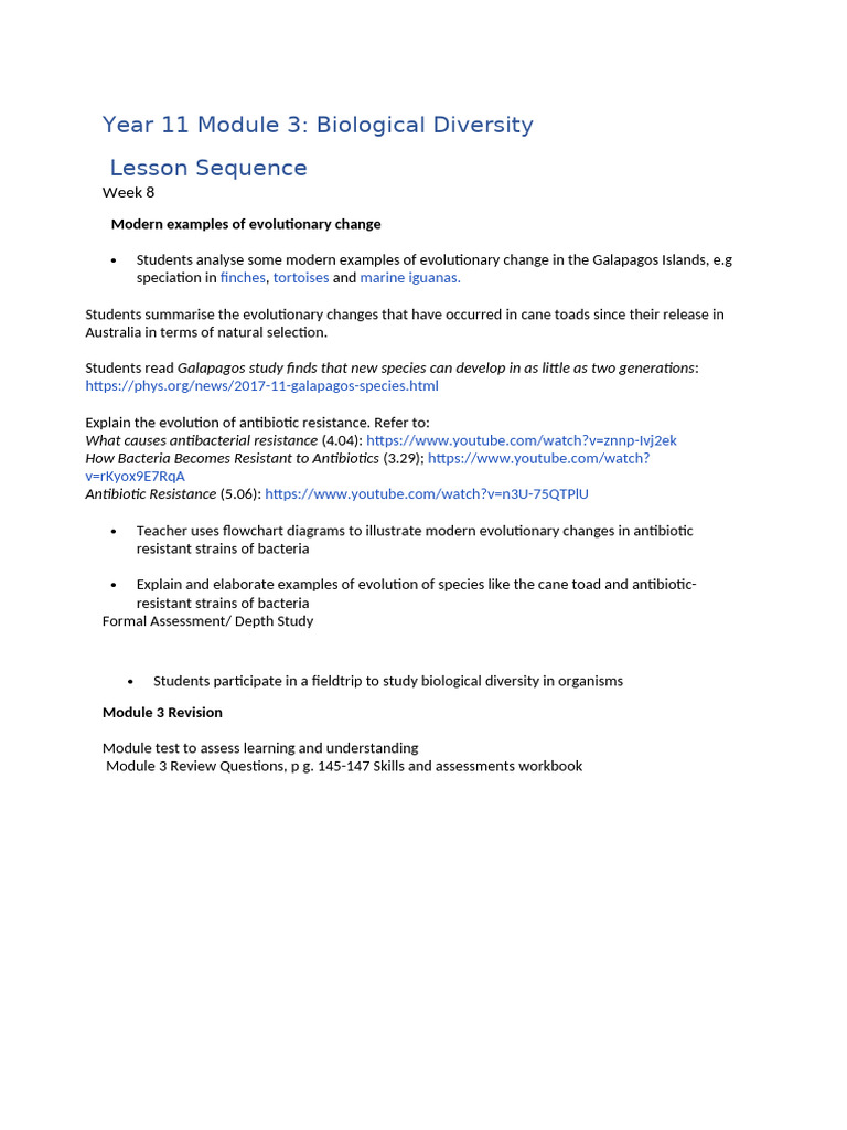 Year 11Module 3 Types Lesson Sequence. WK8 | PDF