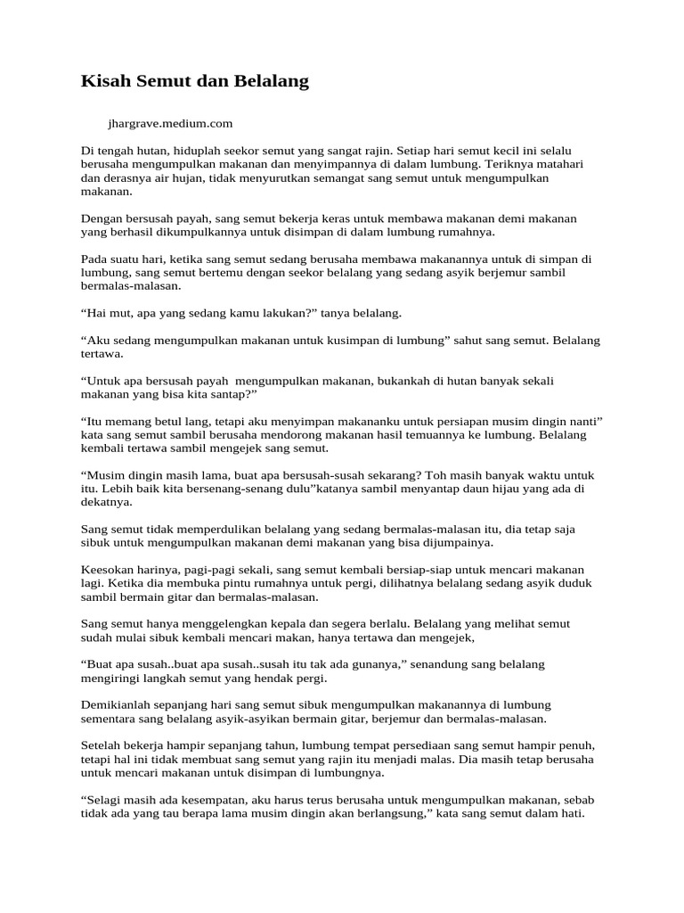 Kisah Semut Dan Belalang Pdf