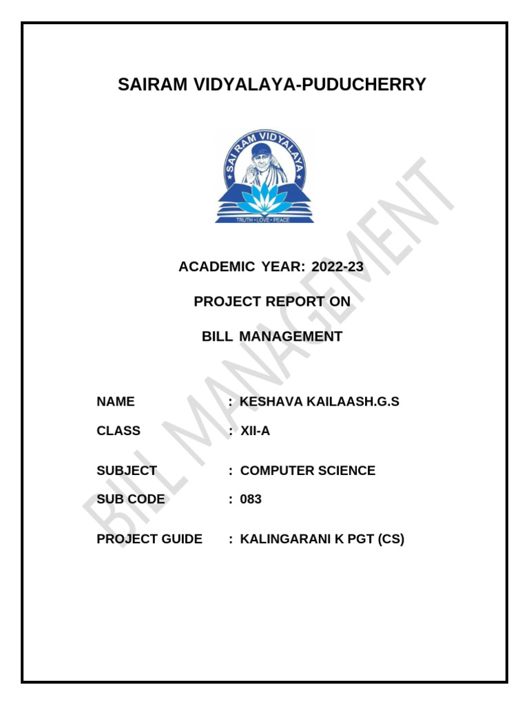 Bill Management | PDF | Databases | Computer Program