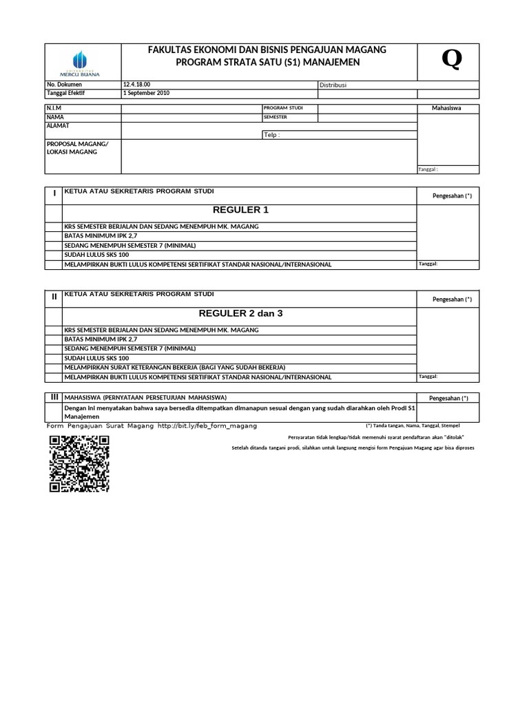Form Pengajuan Magang NEW (1) | PDF