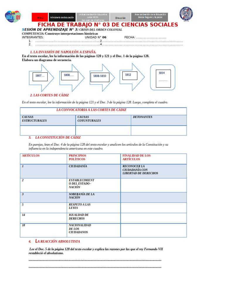 Actividad3 - U5 - 3ro - Crisis Del Porden Colonial | PDF | Ciencias Políticas | Gobierno