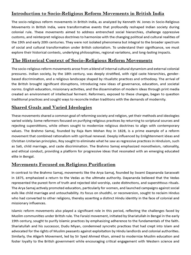 Socio Religious Reform Movement2 | PDF