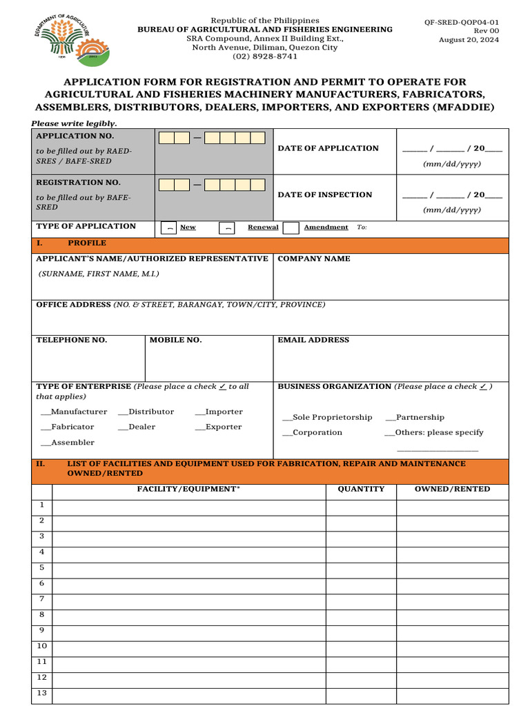 Application for Agricultural Machinery Permit | PDF