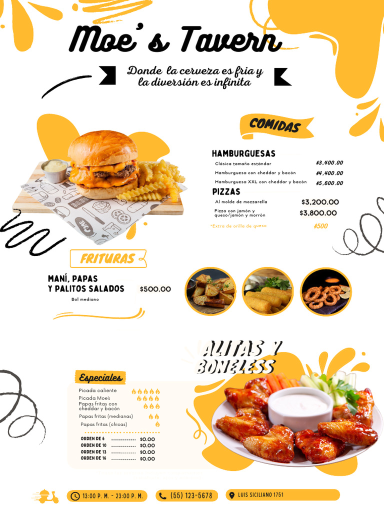 Flyer Menú Comida Rápida a Domicilio Moderno Negro y Amarillo_20241016 ...