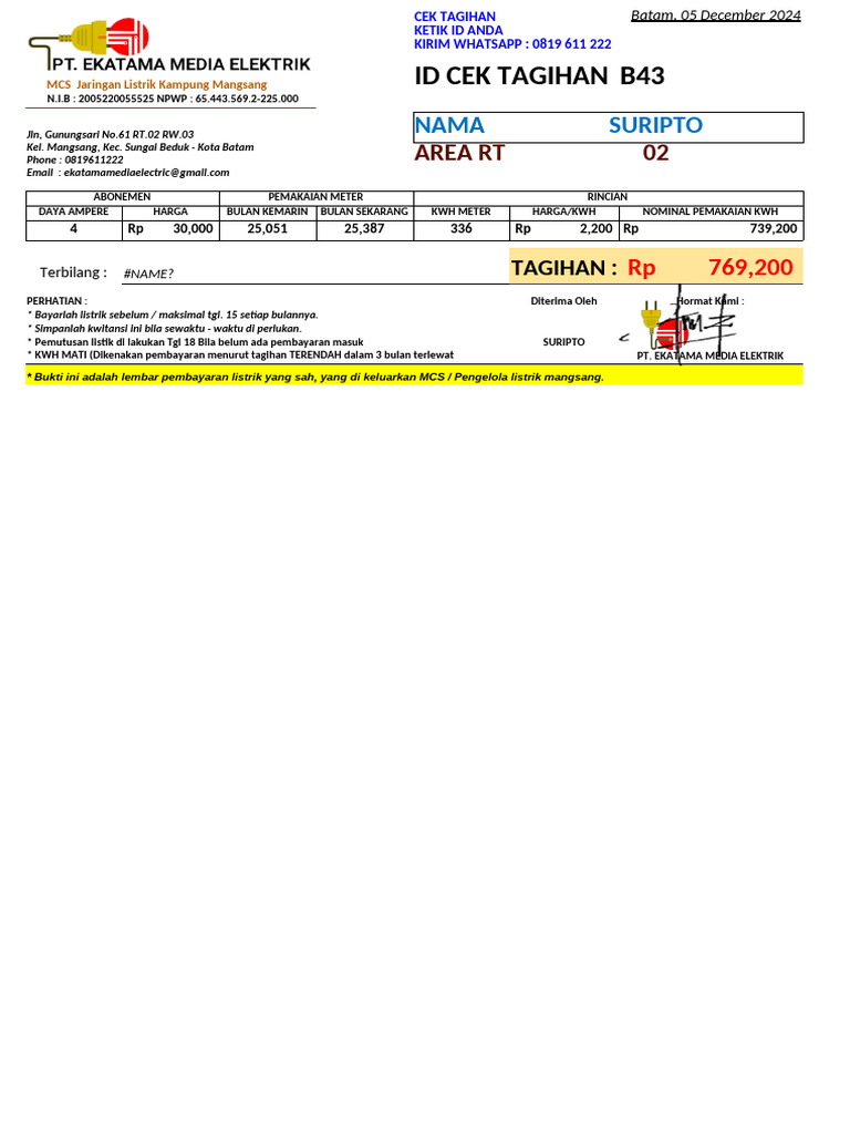 Kwitansi Listrik | PDF