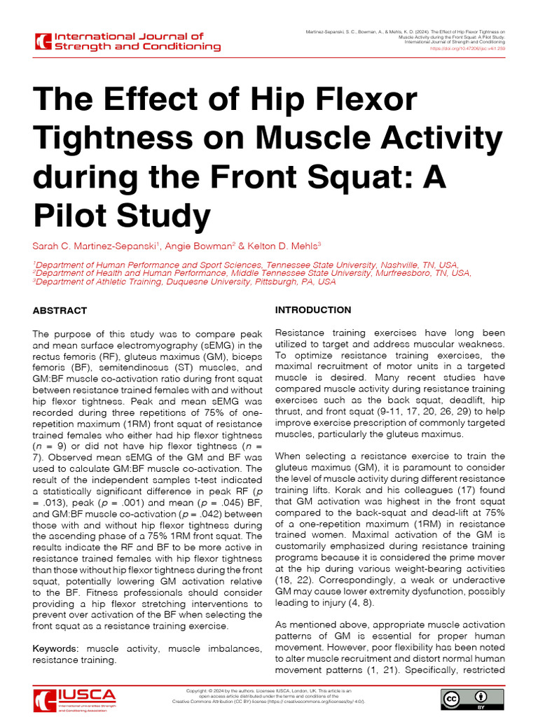 2024 The Effect of Hip Flexor Tightness On Muscle Activity During | PDF | Strength Training ...