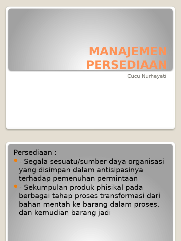 Manajemen Persediaan: Konsep dan Model | PDF