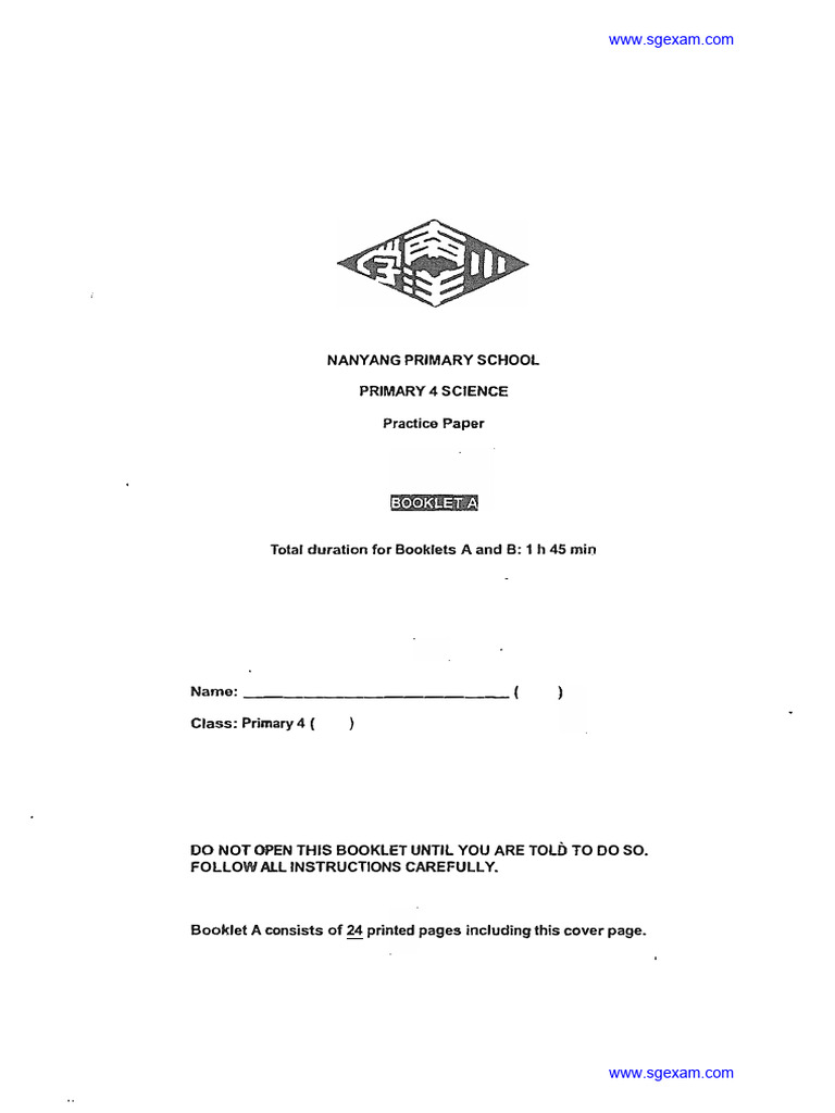 2023 P4 Science Practice Paper Nanyang | PDF | Foods