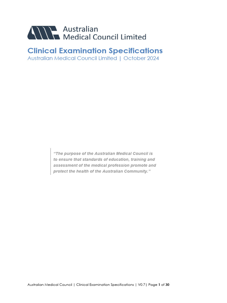 AMC Clinical Examination Guide 2024 | PDF | Physical Examination ...