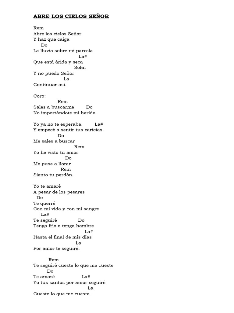 Abre los cielos, Señor: Letra y Mensaje | PDF