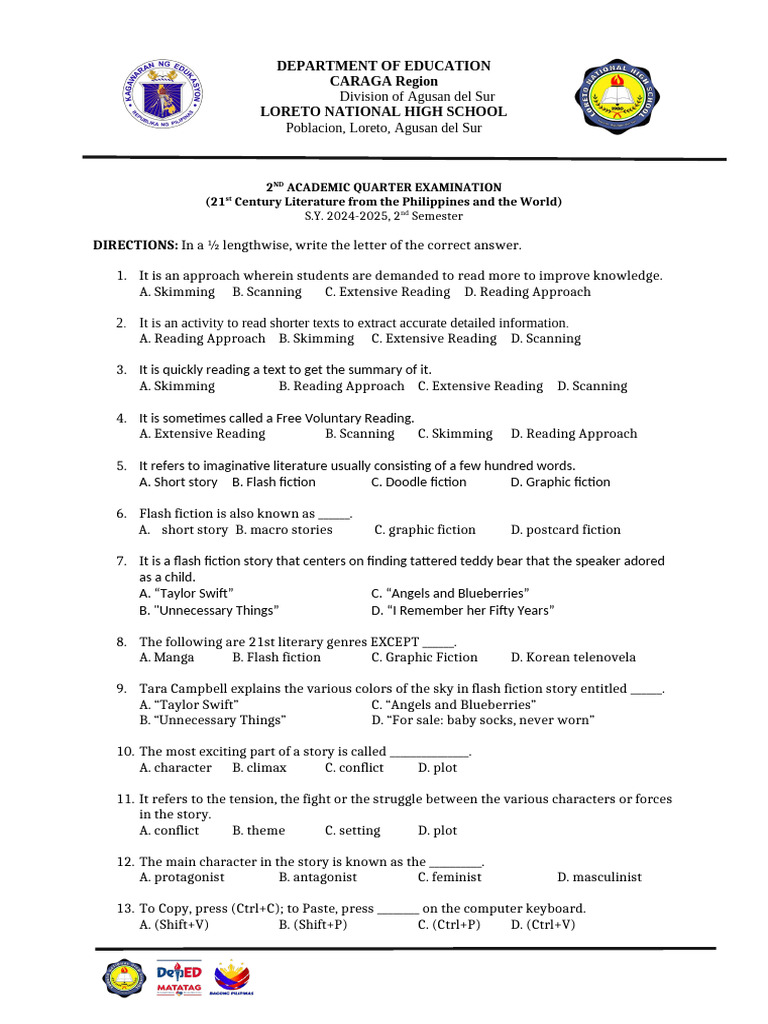 TQ Q2 21stCenturyLiterature | PDF | Learning | Multimedia