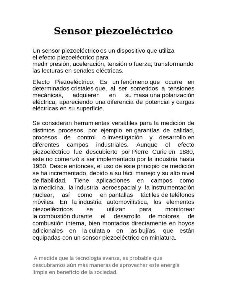 Sensor Piezoeléctrico | PDF | Piezoelectricidad | Metrología