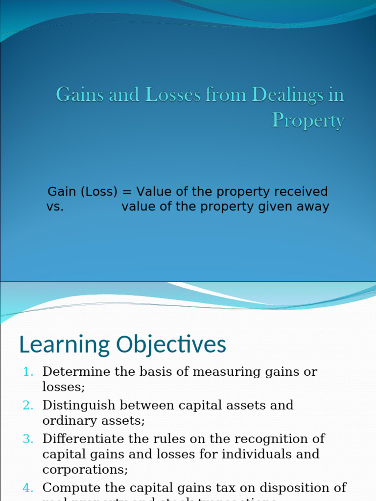 7 Gains and Losses From Dealings in Property | PDF | Capital Gain ...