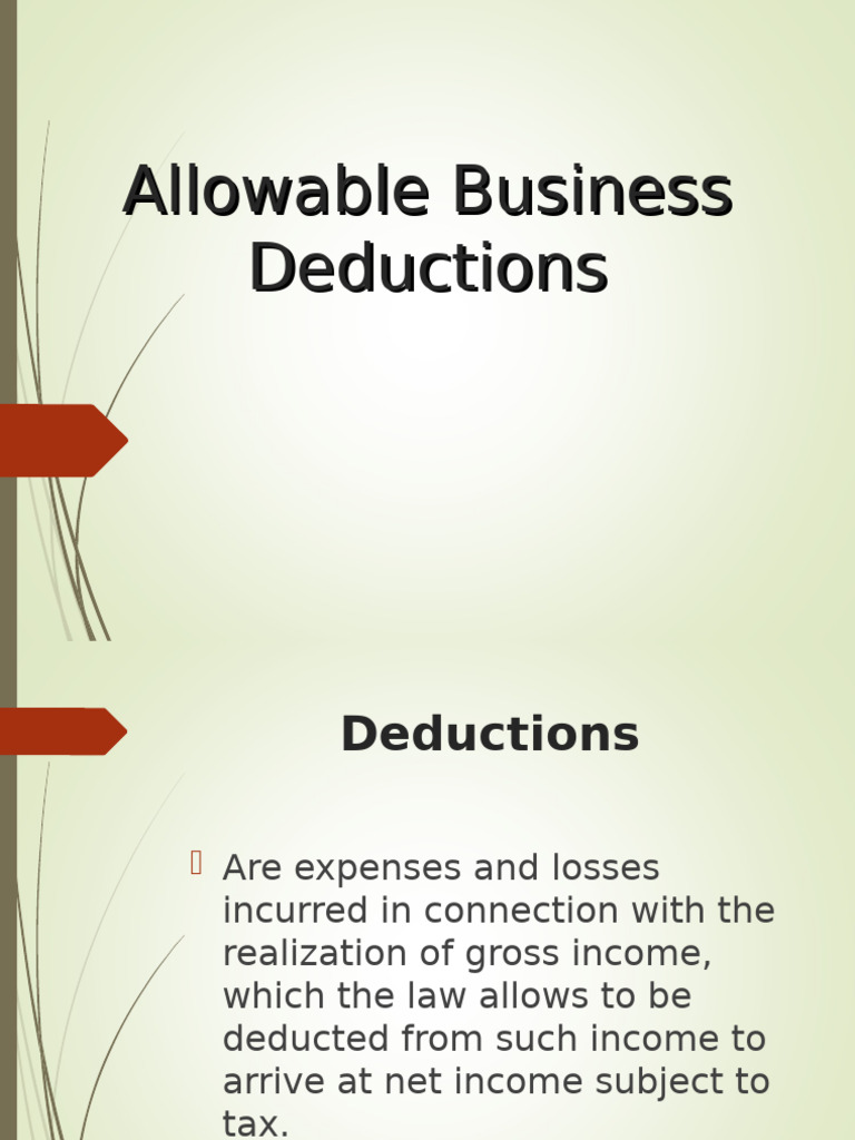 9 Allowable Business Deductions - Revised | PDF | Tax Deduction | Expense