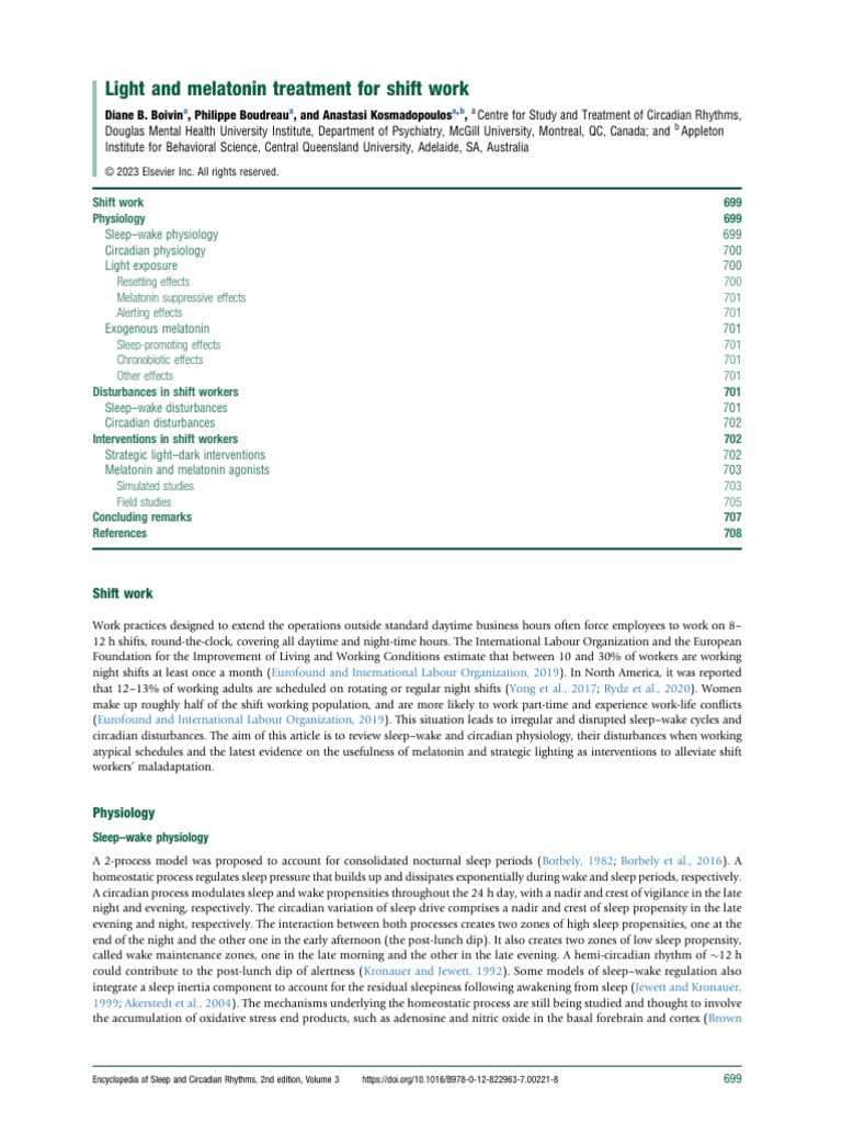 Light and Melatonin for Shift Workers | PDF | Circadian Rhythm | Sleep