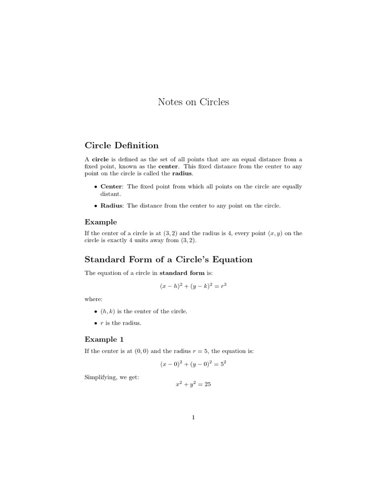 Circles Notes | PDF