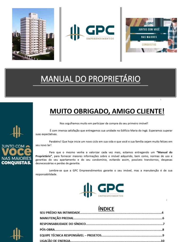 Manual Do Proprietario GPC Maria Do Inga | PDF | Ar condicionado | Condomínio