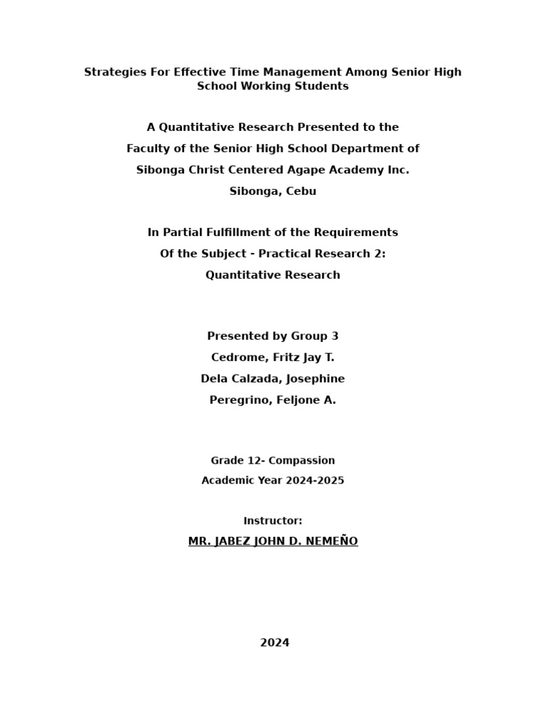 RESEARCH-NI-JOY | PDF | Time Management | Professional Skills