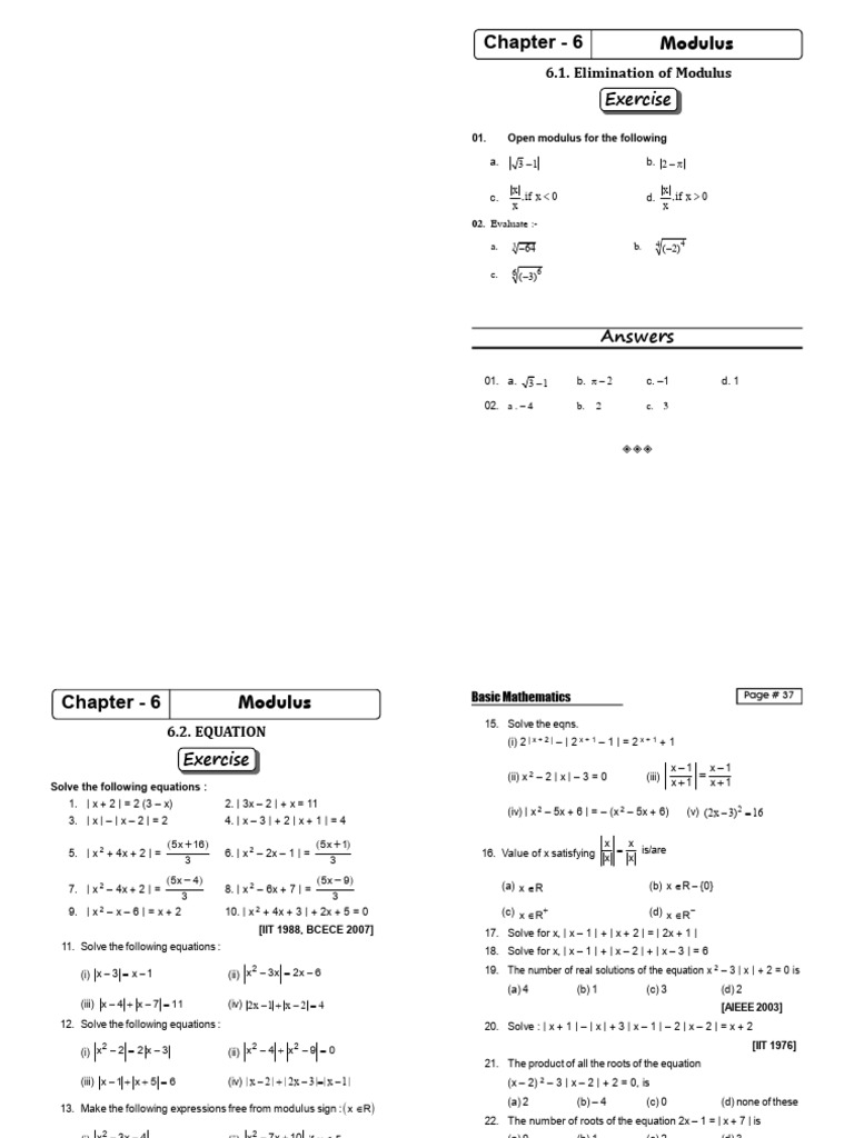 06 Modulus (35 To 44) - 241027 - 223858 | PDF | Equations | Complex Number