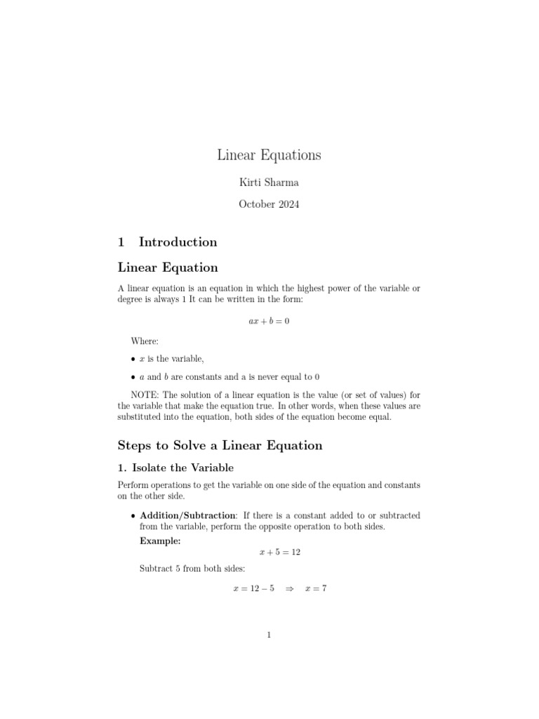 Linear_Equations-2 | PDF | Equations | Elementary Mathematics