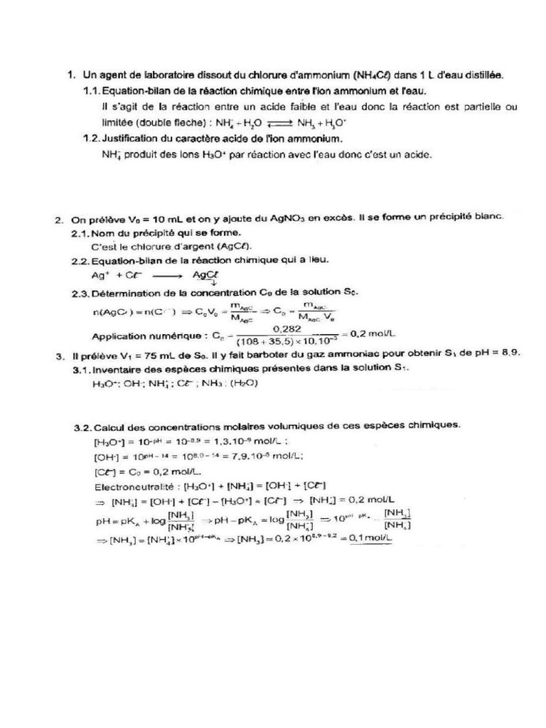 Correction Exercice Chimie | PDF
