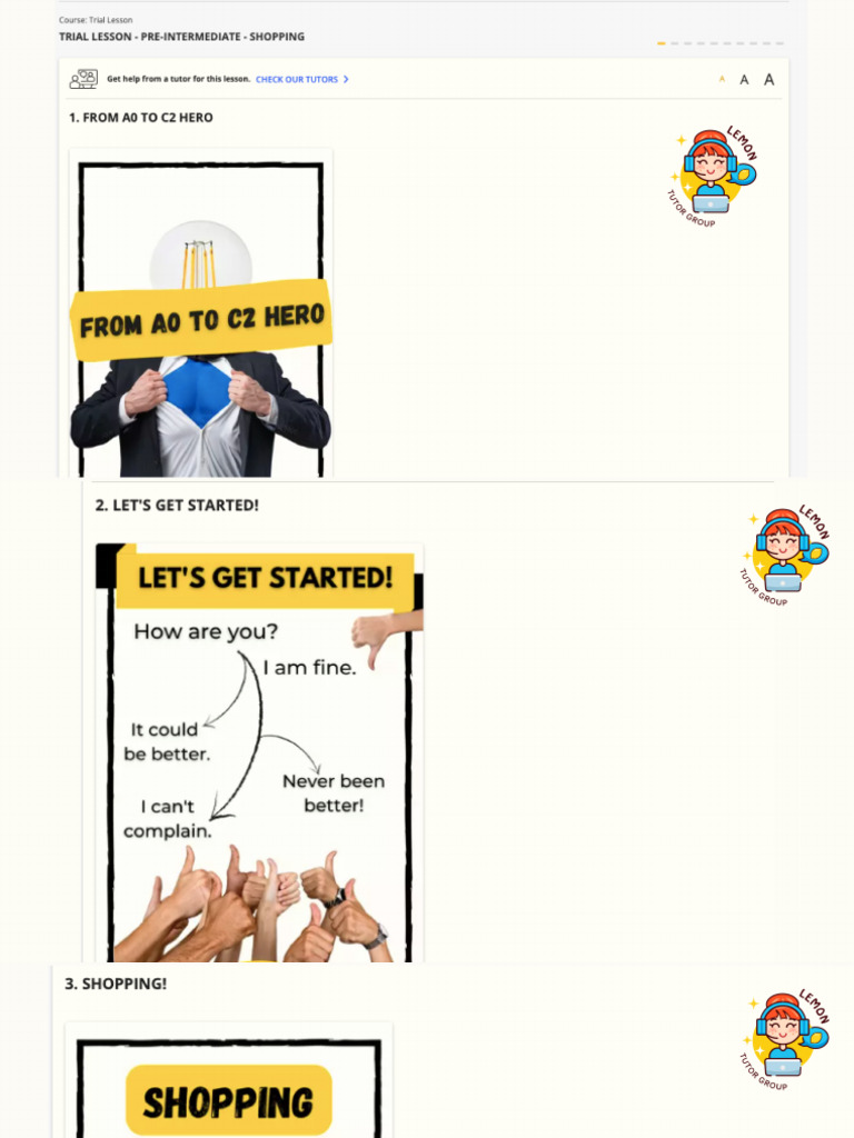 Demo Lesson Trial Lesson - Pre-Intermediate - Shopping | PDF