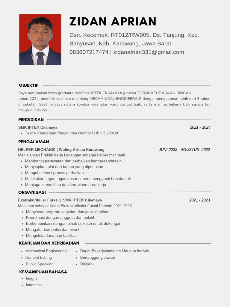 CV OFFICIAL ZIDAN | PDF