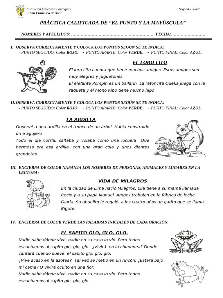 Practica Cal. de Punto y Mayuscula | PDF