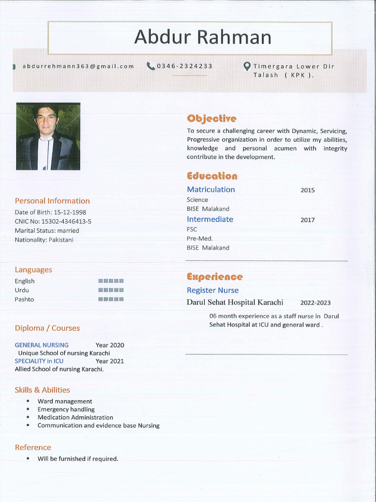 Abdur Rahman CV-28 | PDF