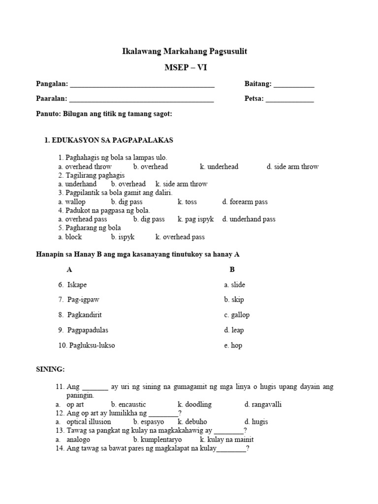 PT - Msep 6 - Q2 | PDF
