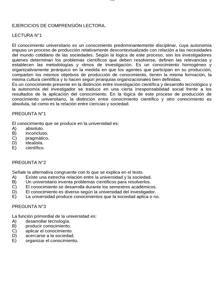 ejercicios-de-comprension-lectora | PDF | Vacunas | Conocimiento