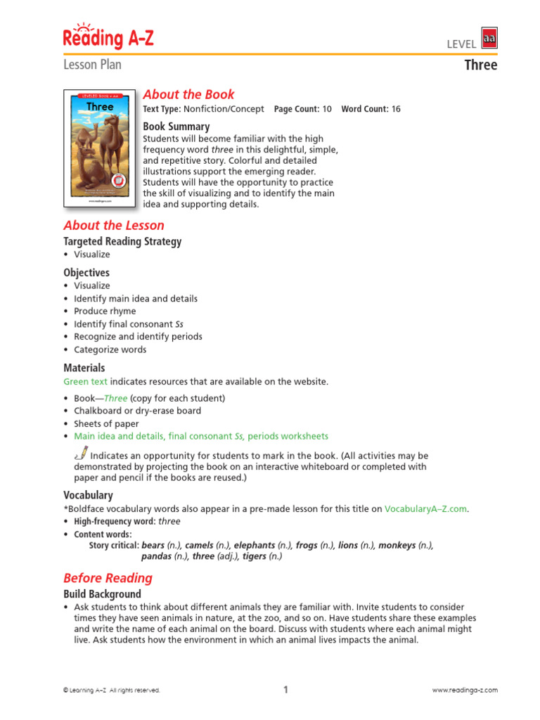 Raz Laa58 Three Lp | PDF | Reading Comprehension | Books