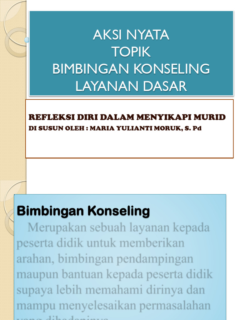 Aksi Nyata Bimbingan Dan Konseling Layanan Dasar PDF | PDF