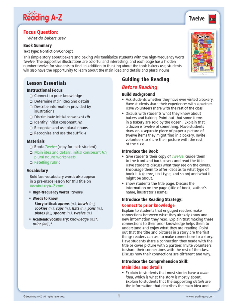 Raz Laa68 Twelve Lblp | PDF | Reading Comprehension | Word