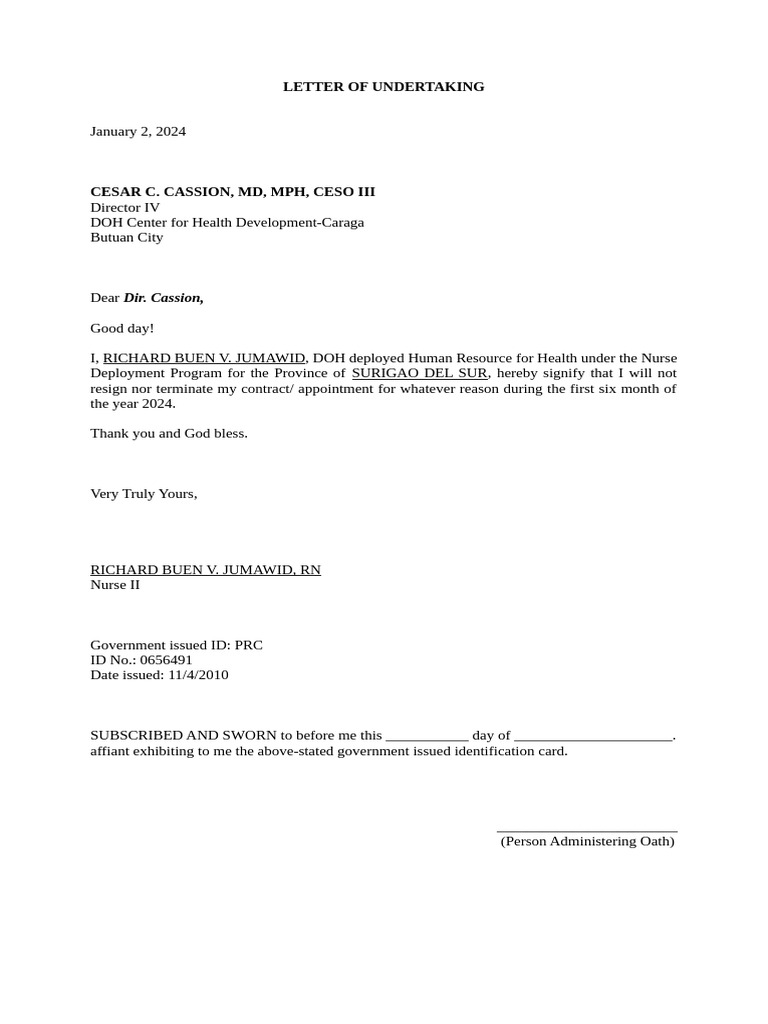 LETTER OF UNDERTAKING | PDF